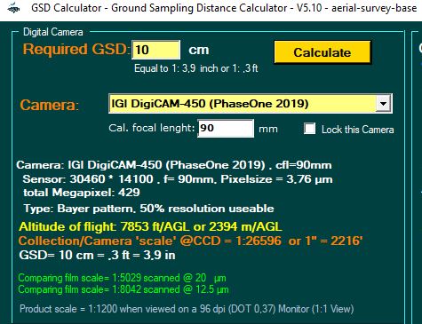 GSD Calculator v510 - new IGI DigiCAMs - aerial-survey-base.com