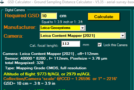 GSD Calculator 5.35 published - aerial-survey-base.com